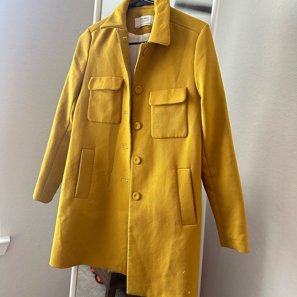 Zara | Jackets & Coats | Zara Yellow Coat | Poshmark